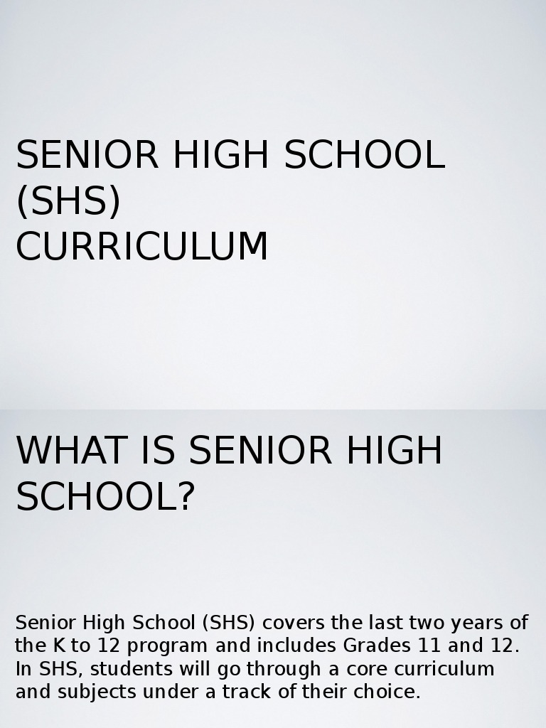 What Is SHS? | PDF | Secondary School | Students