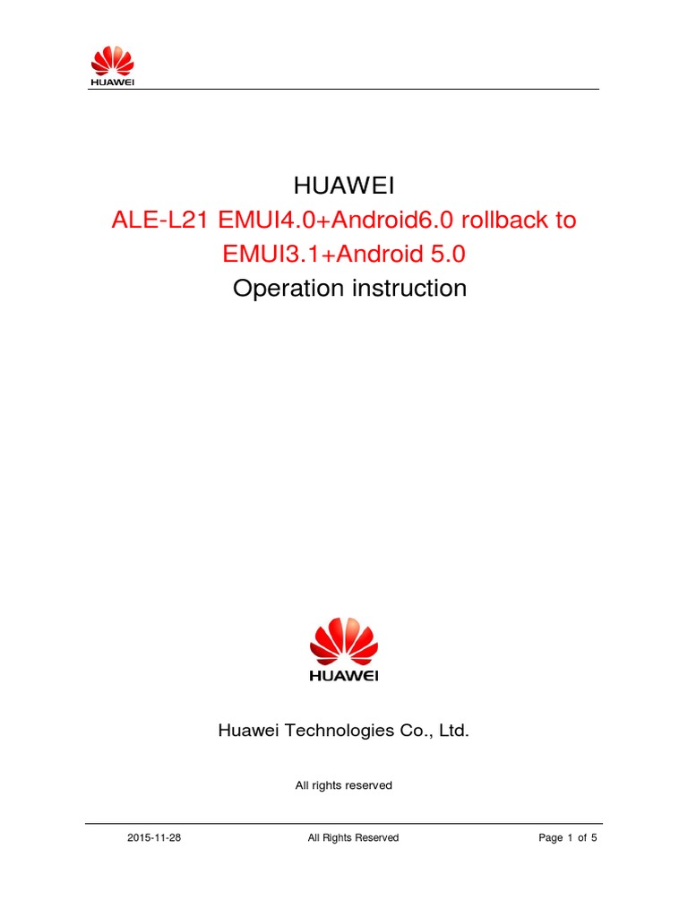 HUAWEI ALE-L21 Android6.0 Rollback To Android5.0 Operation Instruction v1.2 | PDF | Directory ...