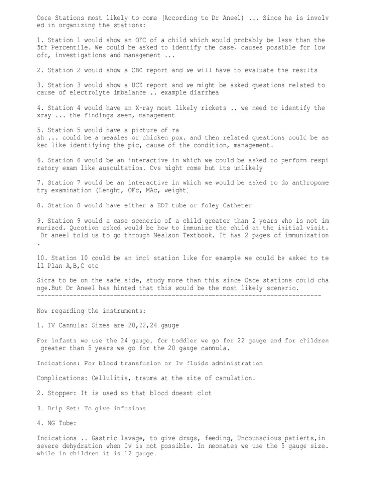 Instruments & OSCE Stations | PDF | Intravenous Therapy | Medical ...