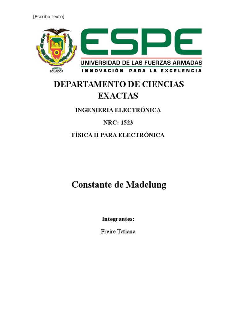 Constante de Madelung en Física II | PDF