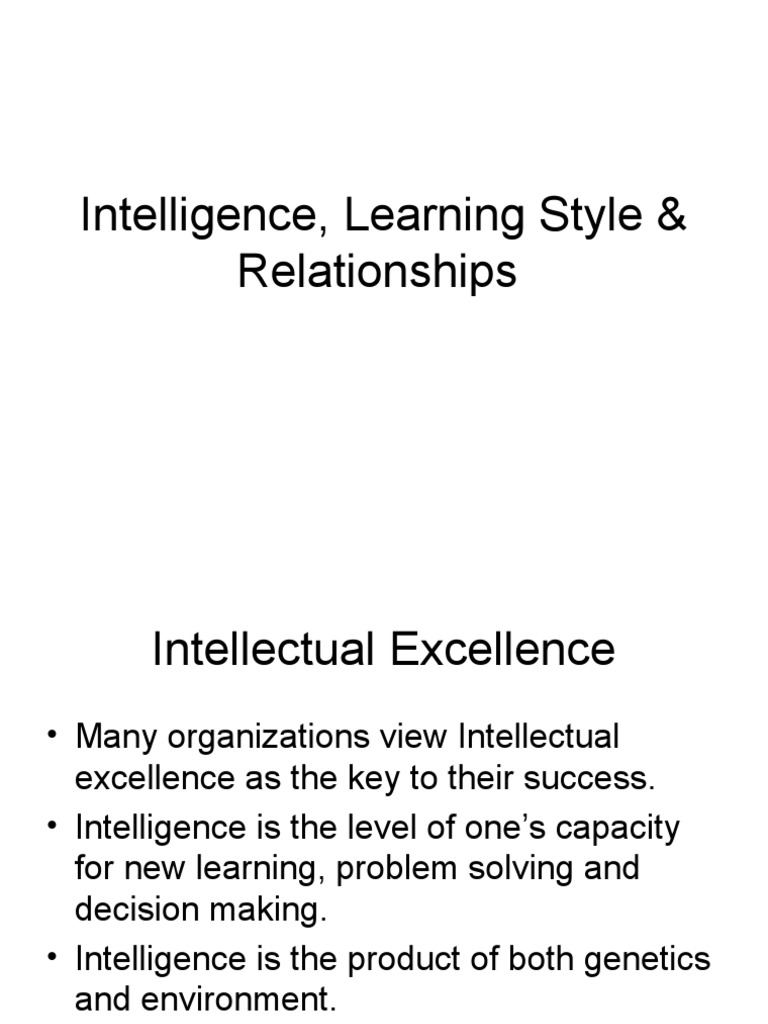 Intelligence, Learning Style & Relationships | PDF | Intelligence | Decision Making