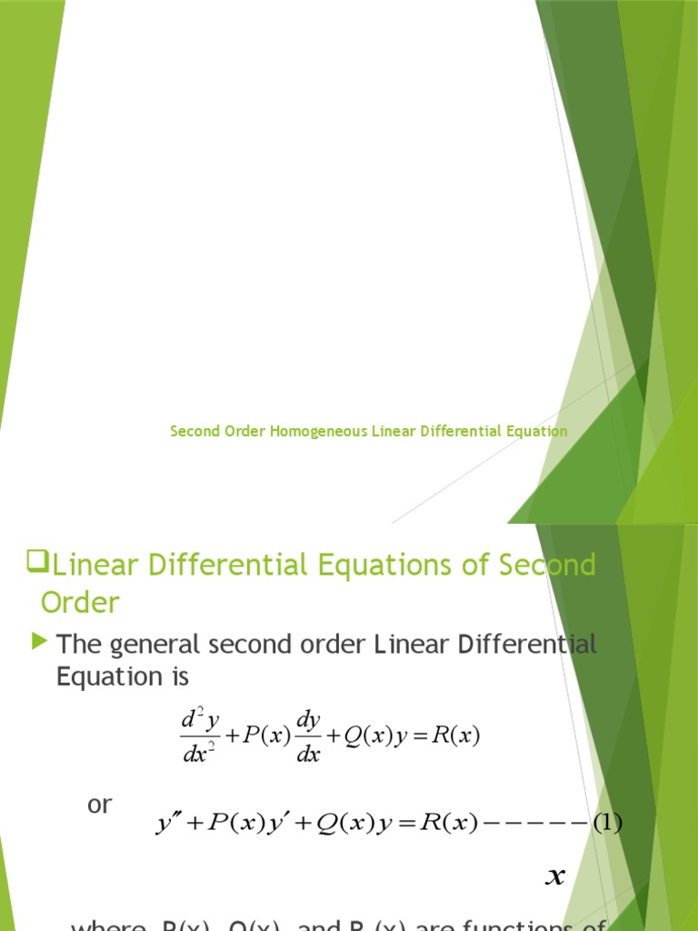 Second Order Homogeneous Linear Differential Equation | PDF | Equations ...