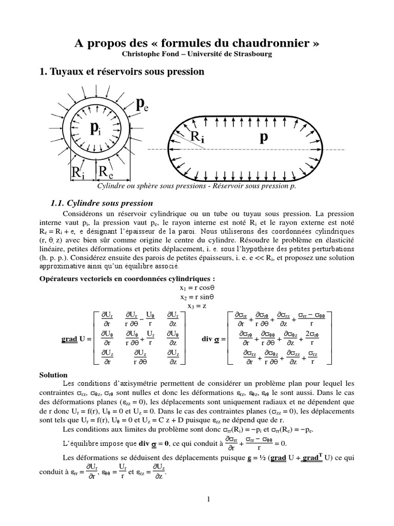 Formules de Chaudronnerie Cylindrique | PDF | Sphère | Pression