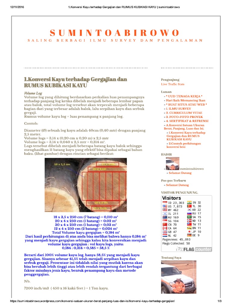 Perhitungan Kayu Gergajian m3 Ke Batang | PDF