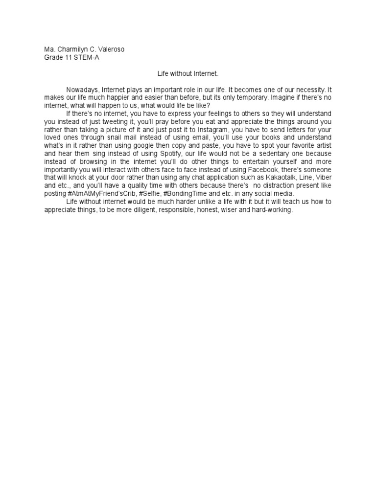 Life Without Internet. | PDF