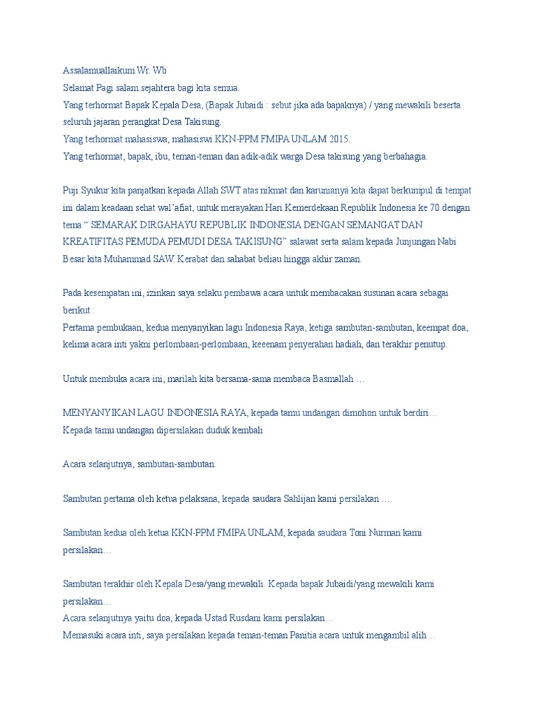 Teks Pembawa Acara 17an | PDF