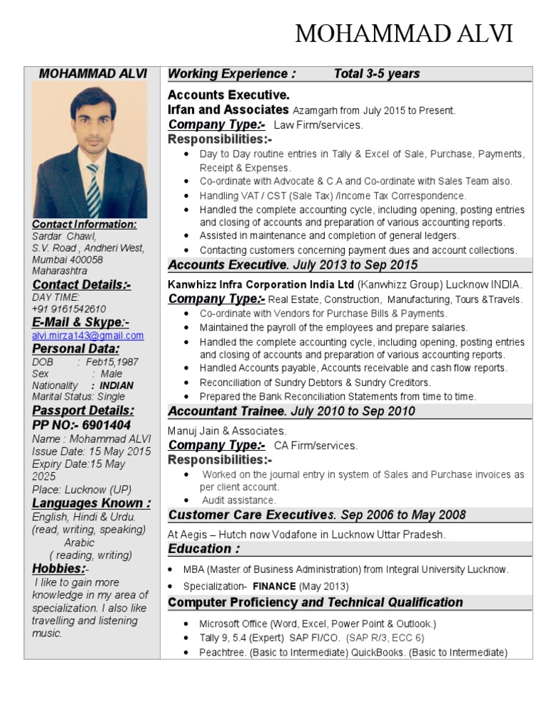 Mohammad Alvi: Accounts Executive. Irfan and Associates | PDF