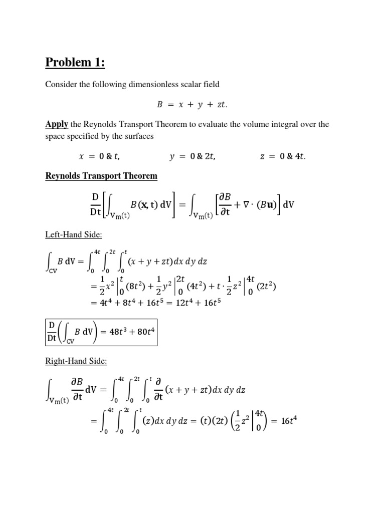 Applying Reynolds Transport Theorem | PDF | Physical Quantities ...