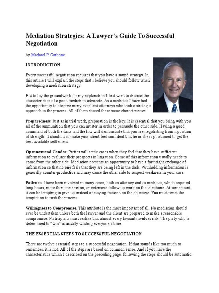 Mediation Strategies | PDF | Mediation | Negotiation