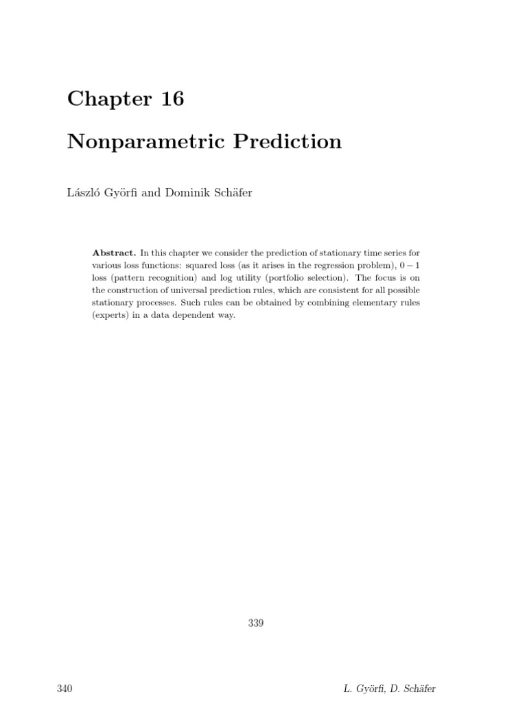 Non Parametric Prediction Pdf Time Series Pattern Recognition