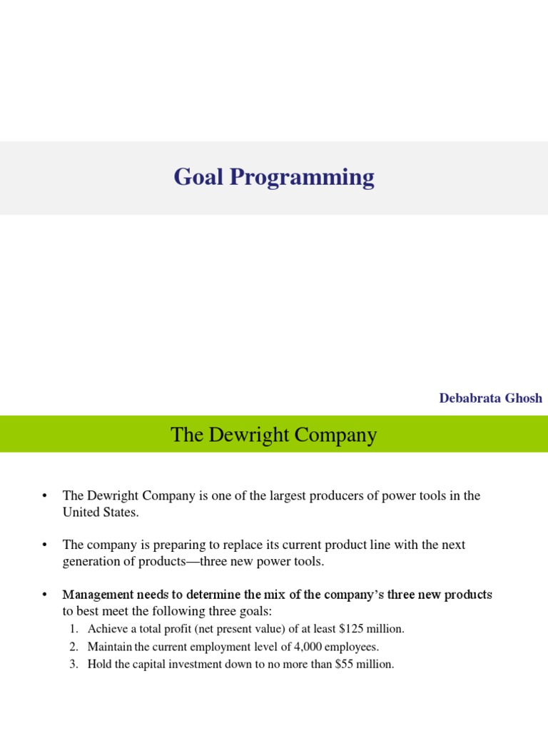Goal Programming | PDF | Profit (Accounting) | Employment