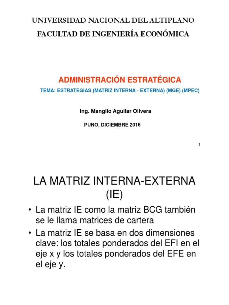 Matriz IE | PDF | Análisis FODA | Matriz (Matemáticas)