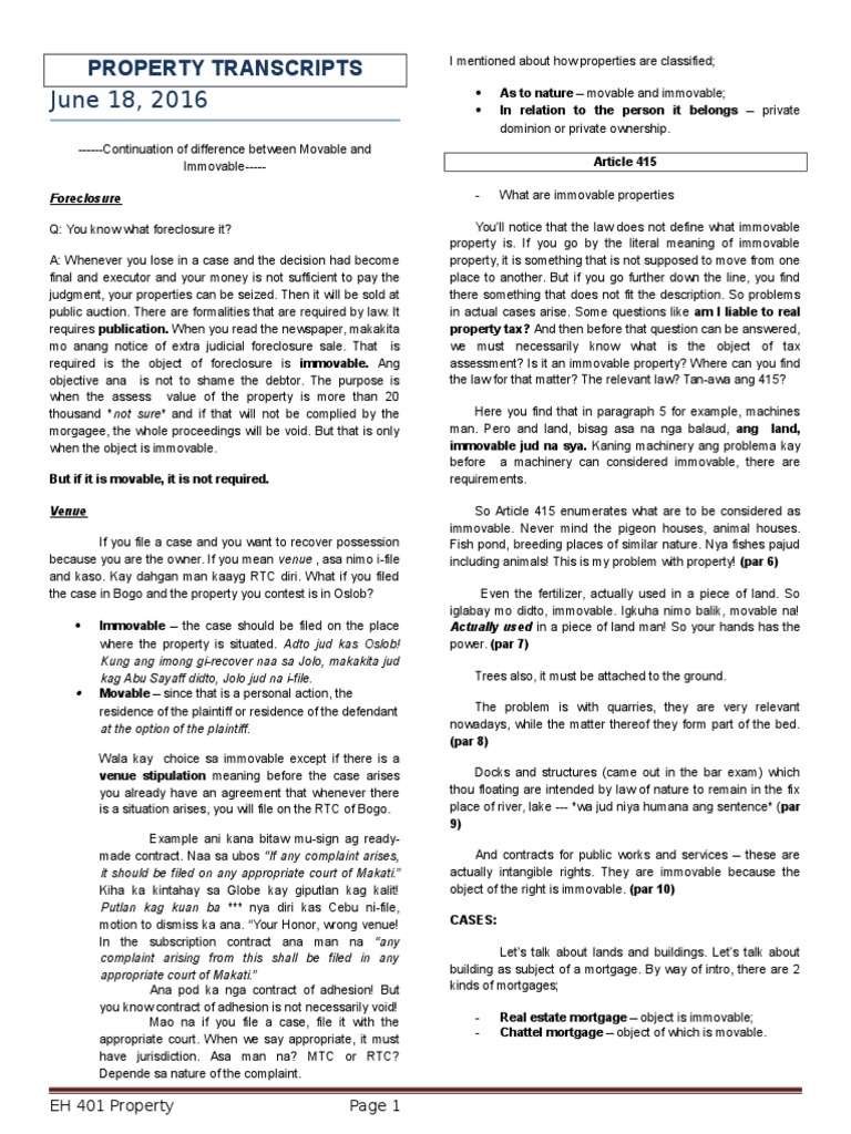 PROPERTY PRE-MID TRANSCRIPT Final Version | PDF