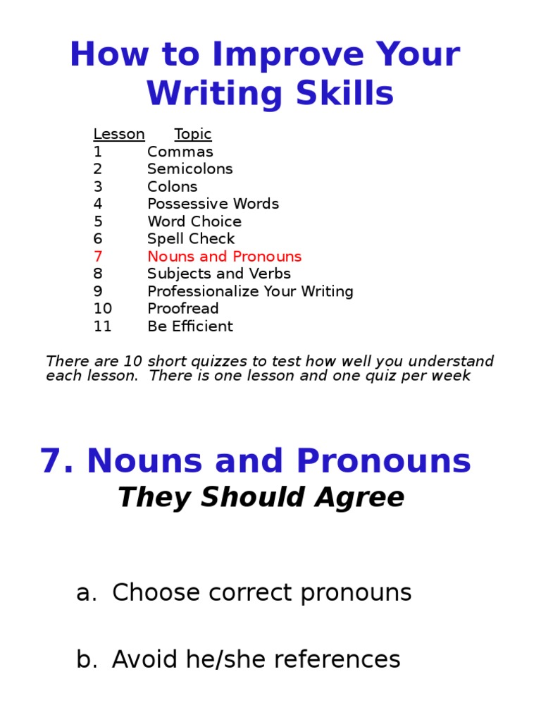 Writing Skills LSN 7 | PDF | Quiz | Test (Assessment)