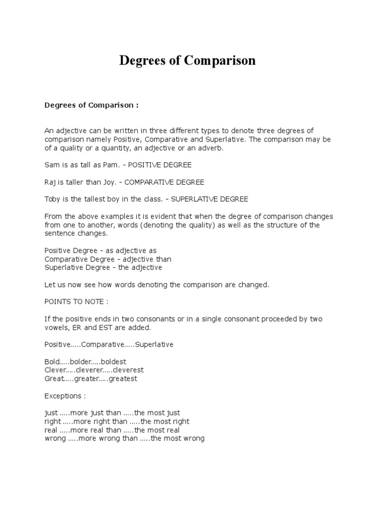 Degrees of Comparison | PDF | Linguistic Typology | Language Mechanics