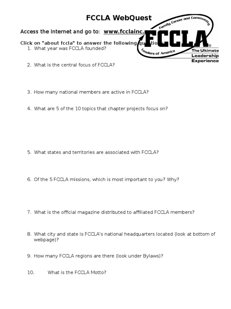 Fccla Webquest | PDF | Computers