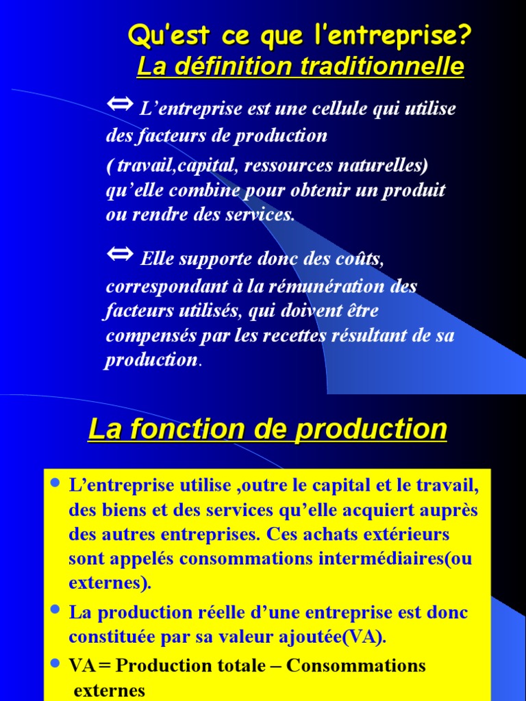 Définition et fonctions de l'entreprise | PDF | Valeur ajoutée ...