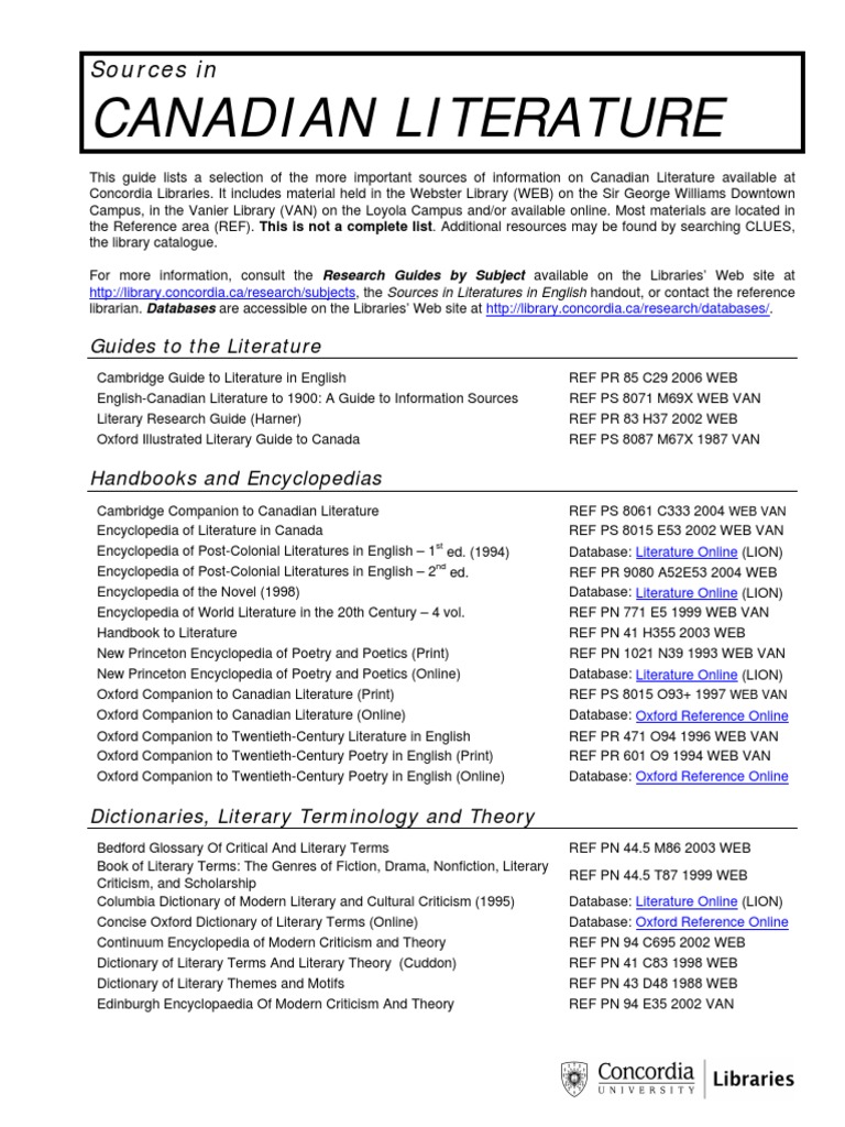 Canadian Literature | PDF | Canadian Literature | Bibliography