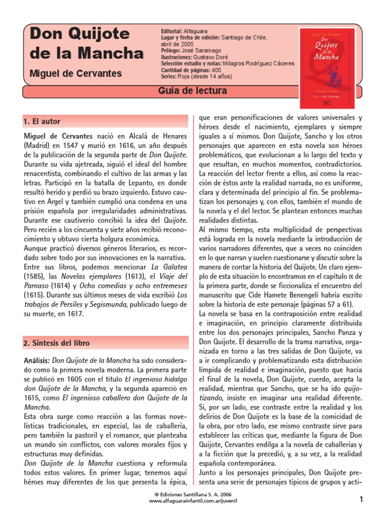 Guia-Actividades-Don-Quijote-Mancha Alfaguara PDF | PDF | Don Quijote ...