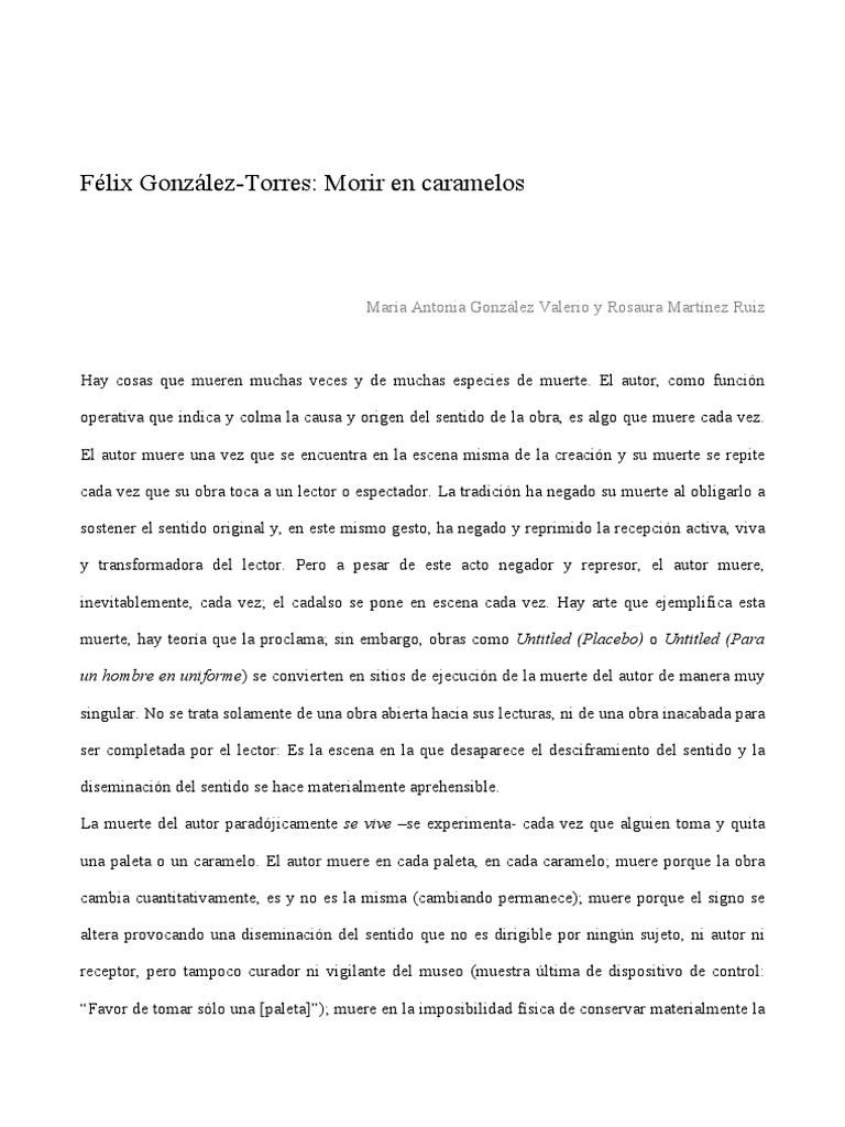 María Antonia González Valerio y Rosaura Martínez Ruiz. Felix Gonzalez Torres Morir en Caramelos ...