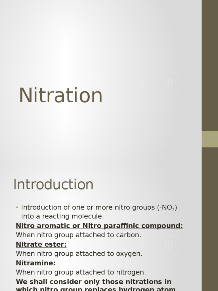 Nitration | PDF | Nitric Acid | Chemical Reactions