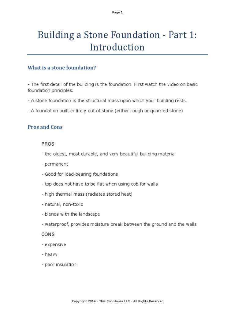 Building A Stone Foundation Part 1 Introduction | PDF | Foundation ...