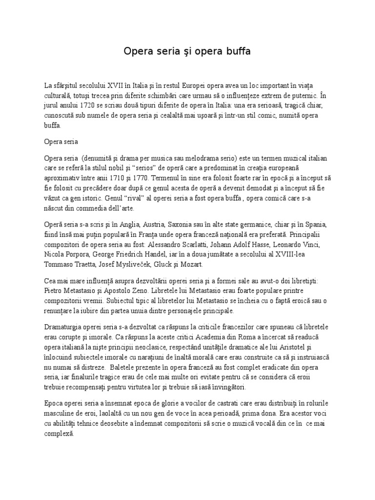 Opera Seria Si Opera Buffa | PDF