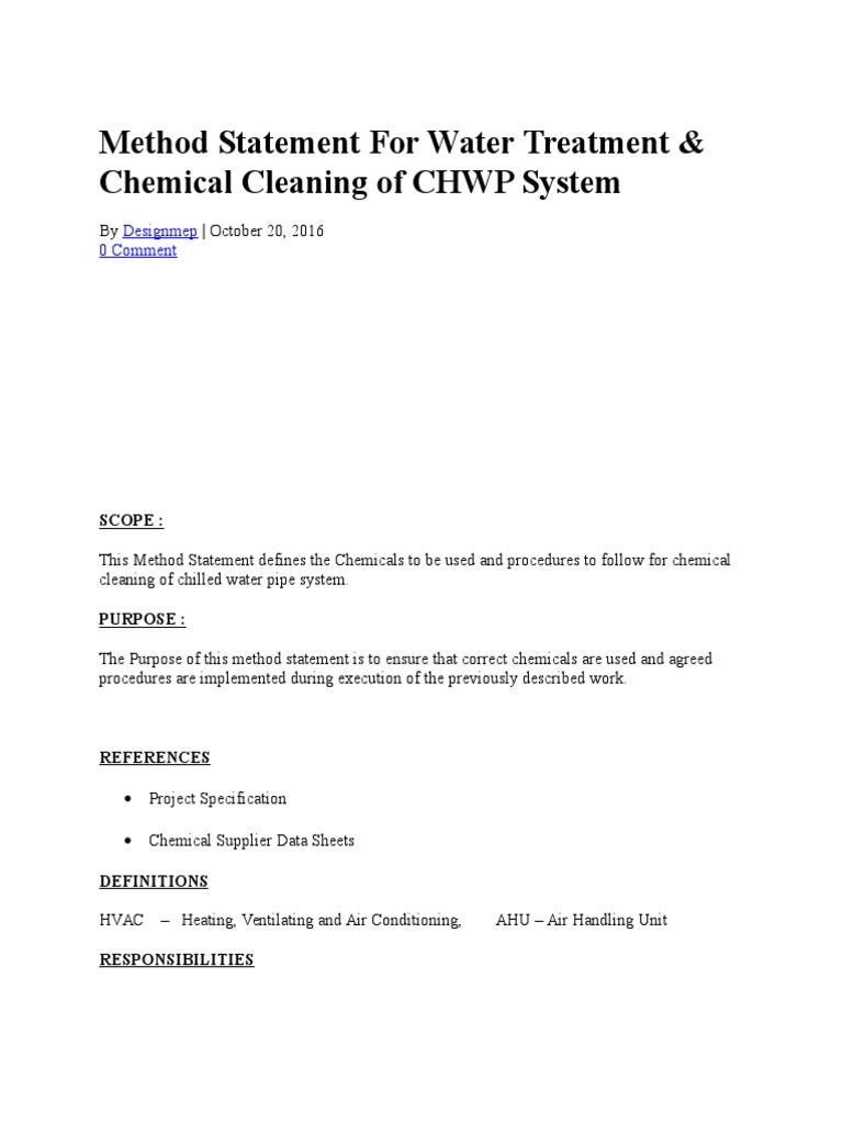 CHWP System Chemical Cleaning Method | PDF | Hvac | Valve