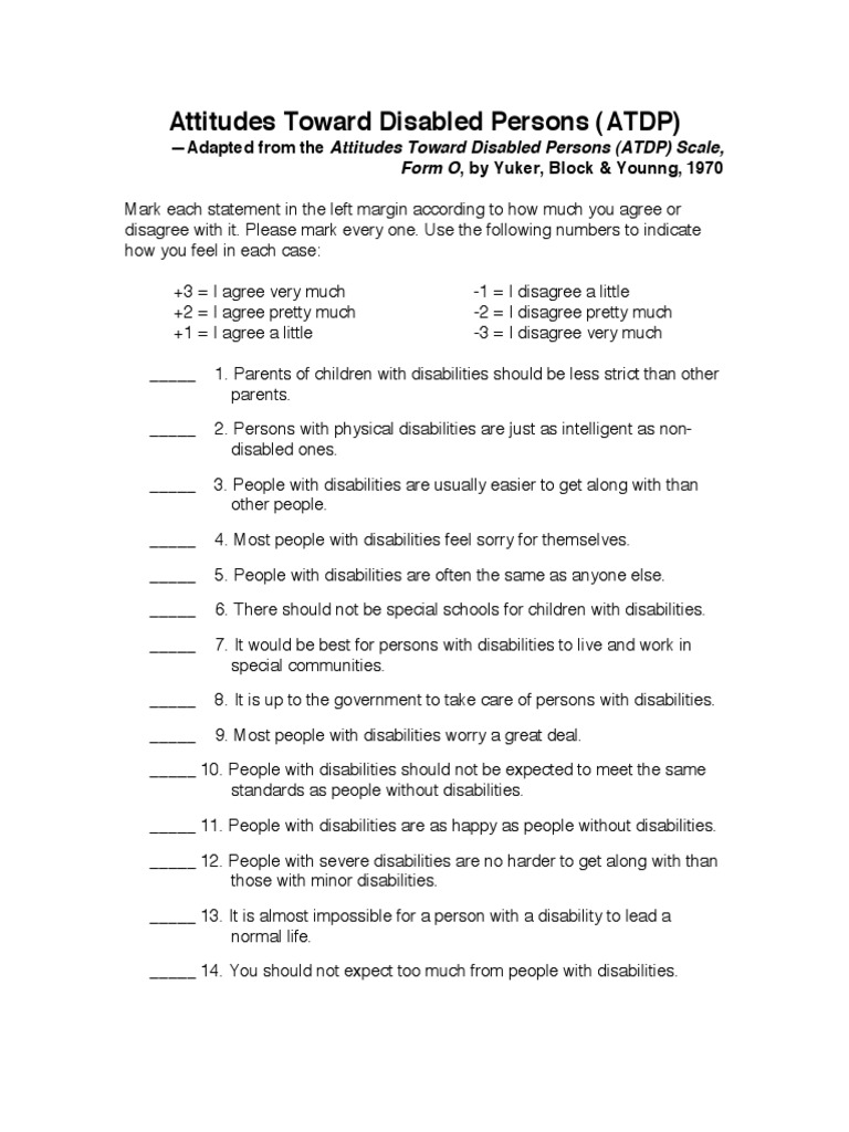 Attitudes Toward Disabled People | PDF
