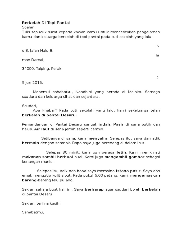 Berkelah Di Tepi Pantai Surat X Rasmi | PDF