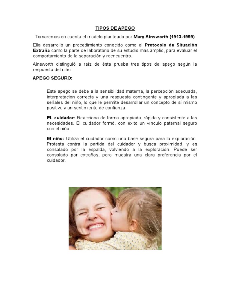 Tipos de Apego | PDF | Teoría de apego | Metafísica de la mente