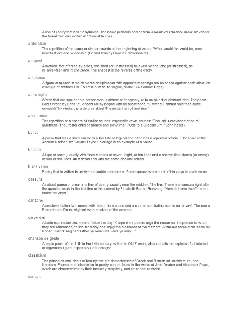 A Line of Poetry That Has 12 Syllables | Metre (Poetry) | Poetic Form