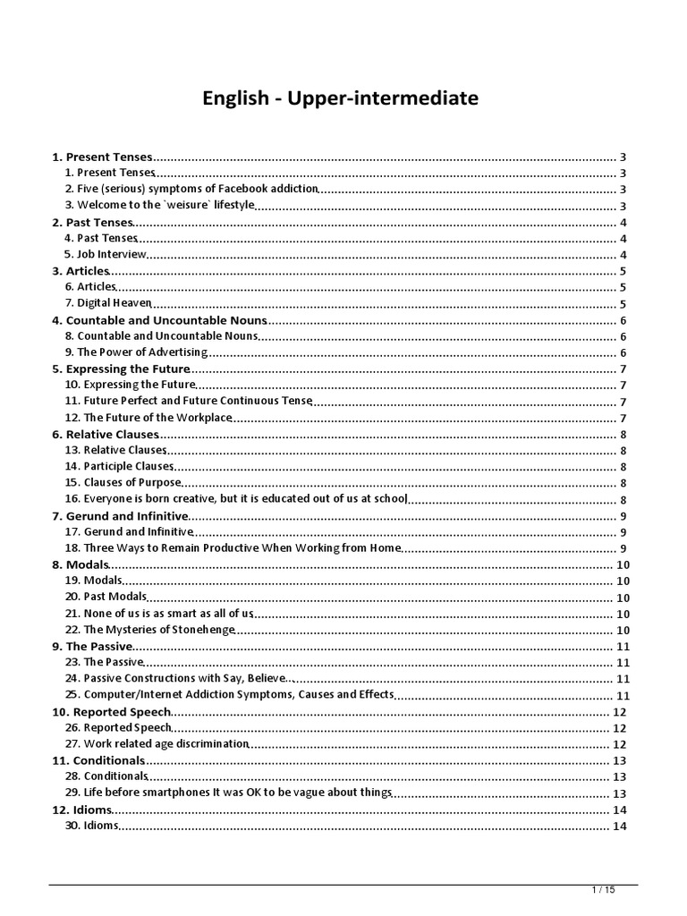 English - Upper-Intermediate | PDF | Perfect (Grammar) | Grammatical Tense