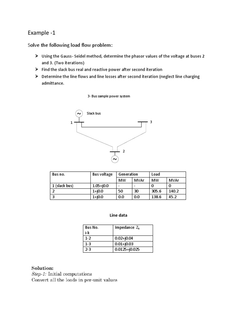 Example - 1: Solve The Following Load Flow Problem | PDF | Power ...