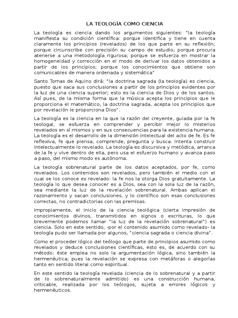 La Teología Como Ciencia | PDF | Verdad | Razón