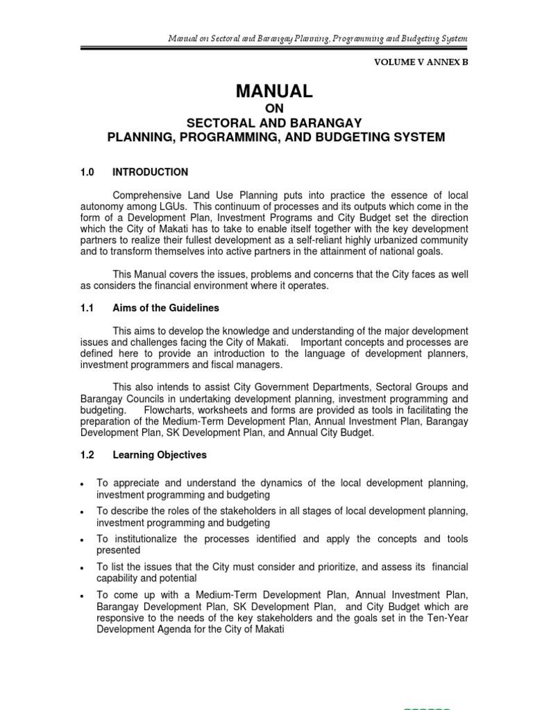 Barangay Planning and Budgeting Manual | PDF | Swot Analysis | Causality