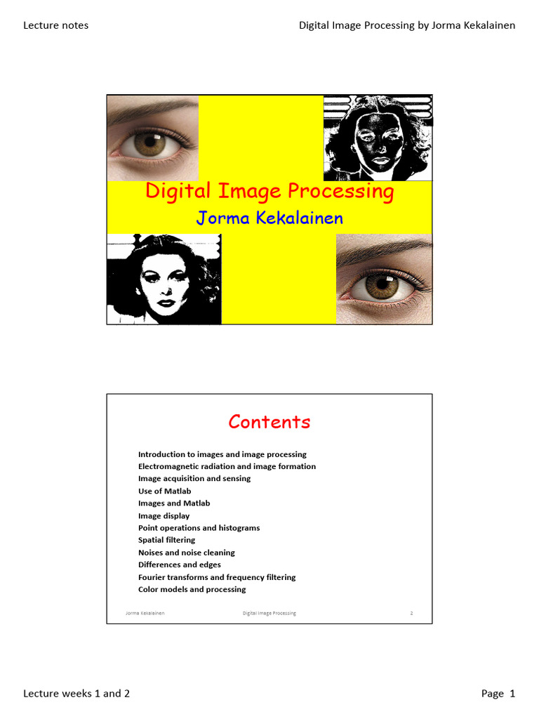 Digital Image Processing - Lecture Weeks 1&2 PDF | PDF ...