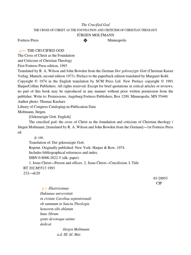 J. Moltmann The Crucified God | PDF | Crucifixion | Jesus