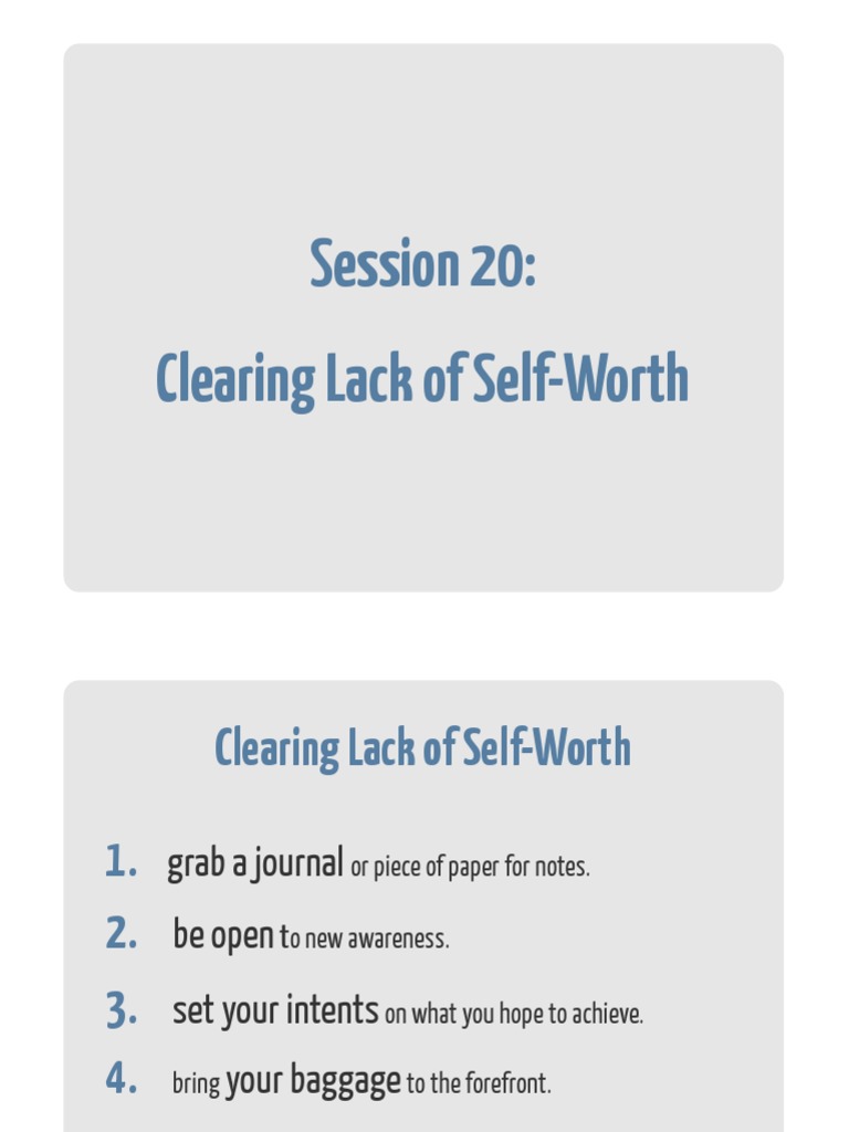 20 Clearing Lack of Self Worth Workbook | PDF | Subjective Experience ...