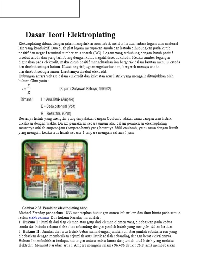 Dasar Teori Elektroplating | PDF