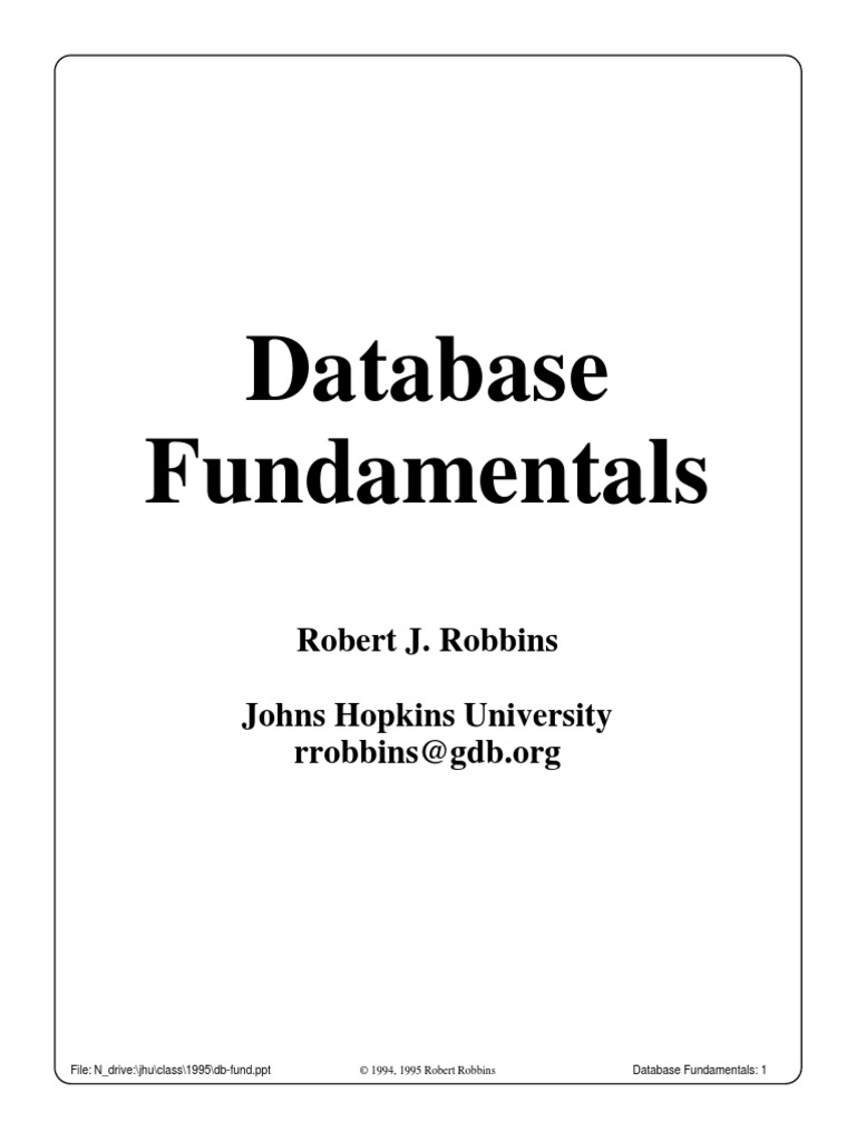 Database Fundamentals: Robert J. Robbins Johns Hopkins University | PDF | Conceptual Model ...