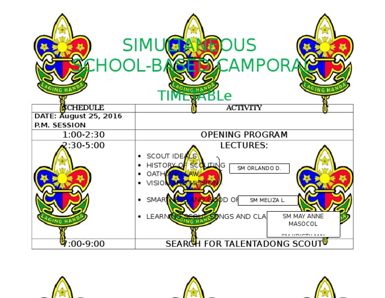Simultaneous School-Based Camporal: Timetable | PDF