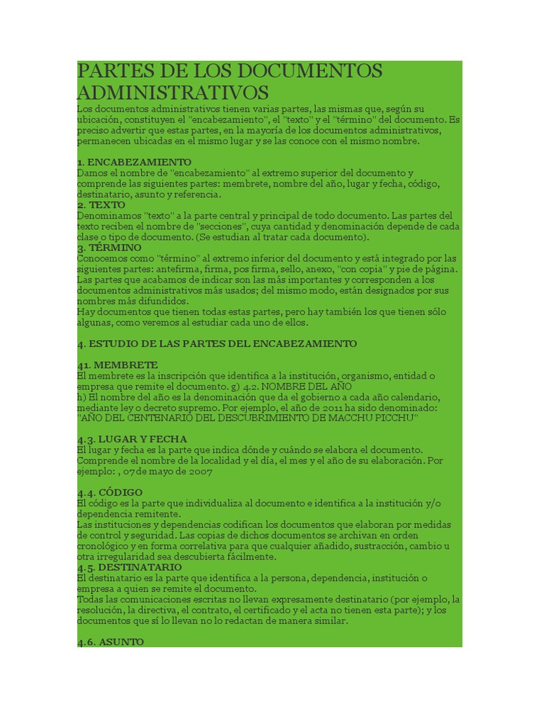 Partes de Los Documentos Administrativos | PDF