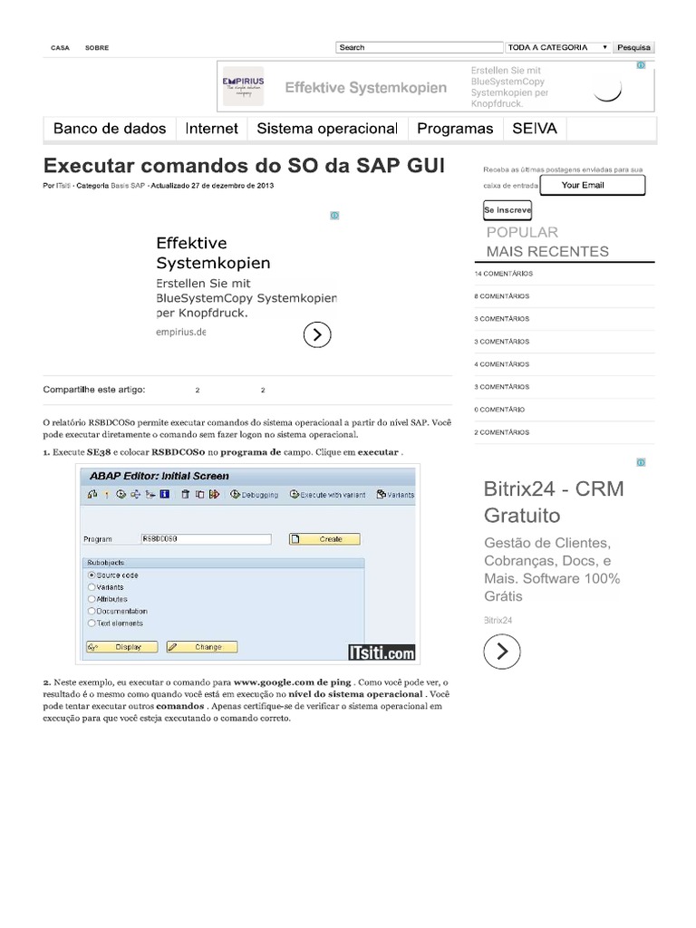 Executar Comando Do Os No Sap | PDF