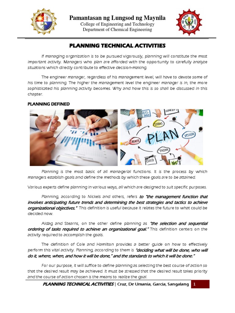 Planning Technical Activities: An Overview of the Importance and ...
