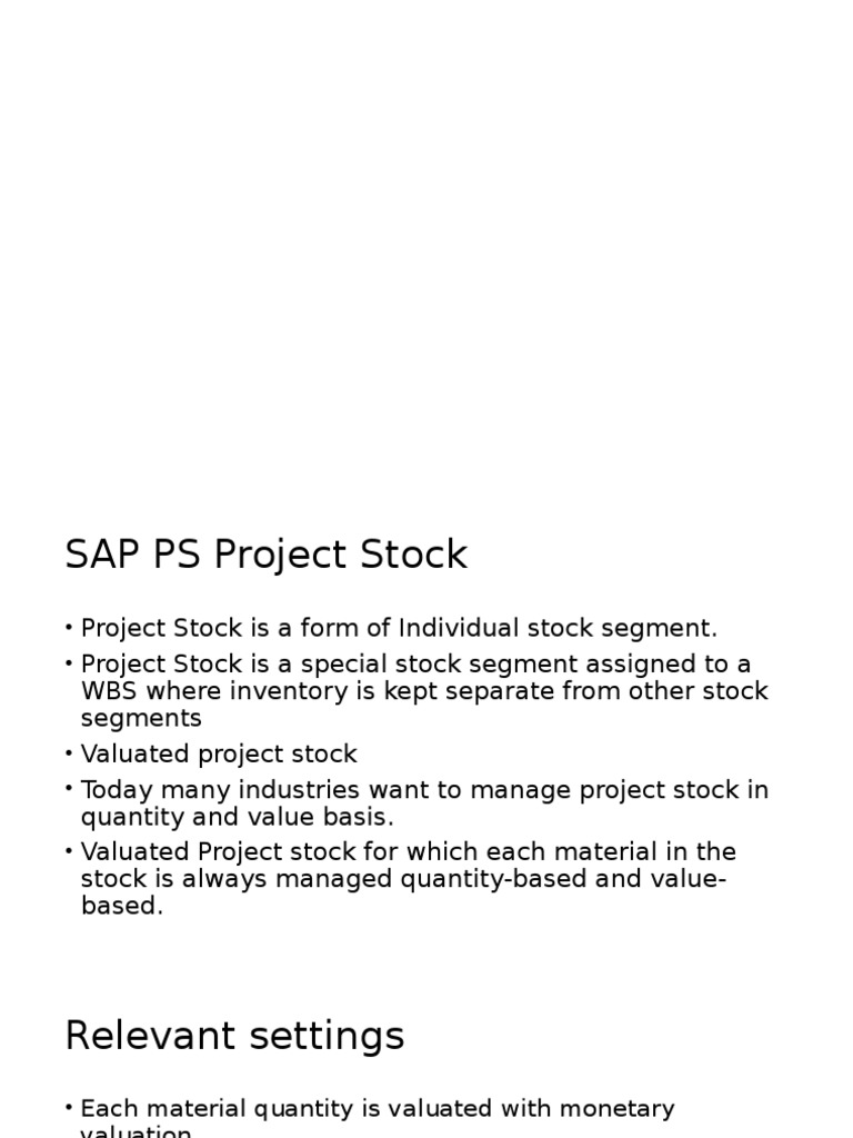 Understanding SAP Project Stock | PDF | Stocks | Inventory