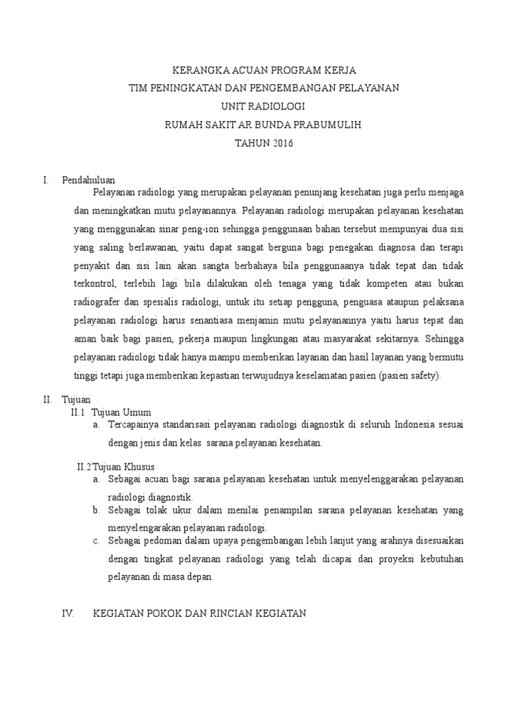 Tor Program Pengembangan Radiologi | PDF