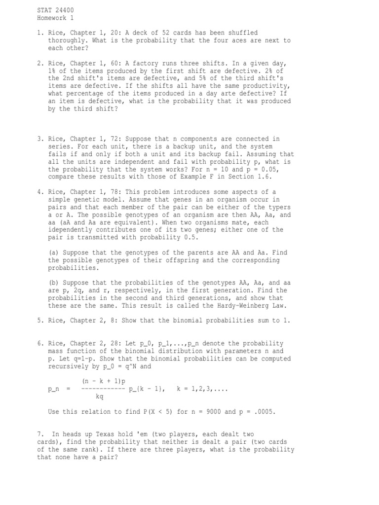 Hw1 Rice Probs Written Out | PDF | Mathematical Analysis | Teaching ...