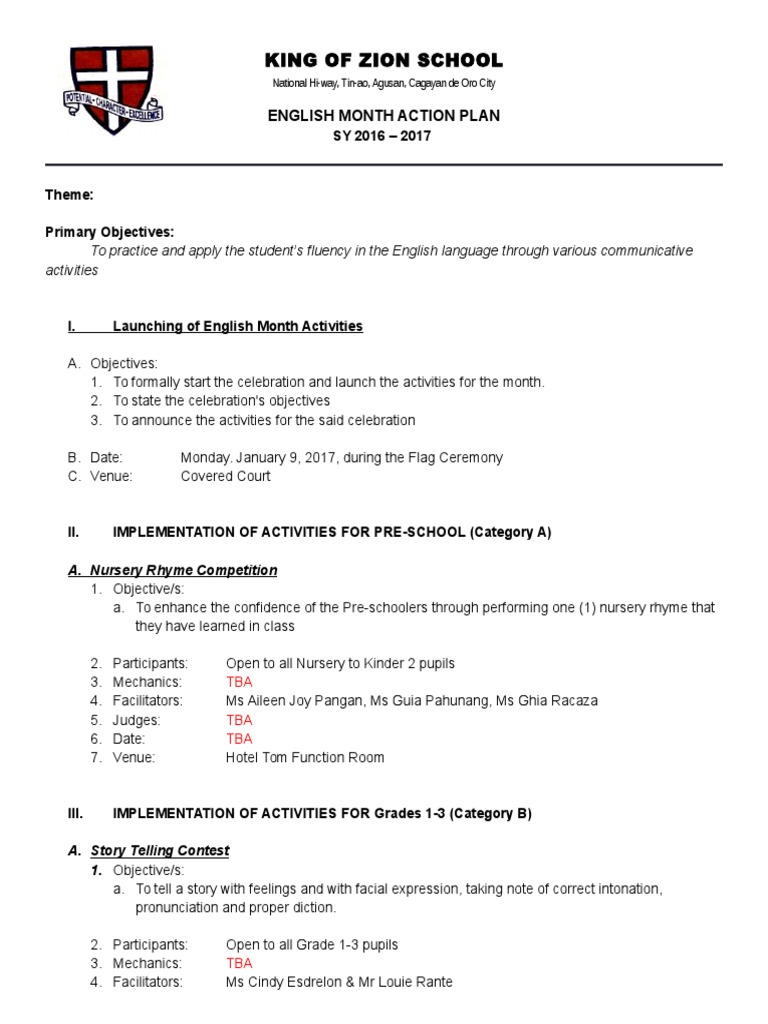 English Month Activities | PDF | Human Communication | Communication