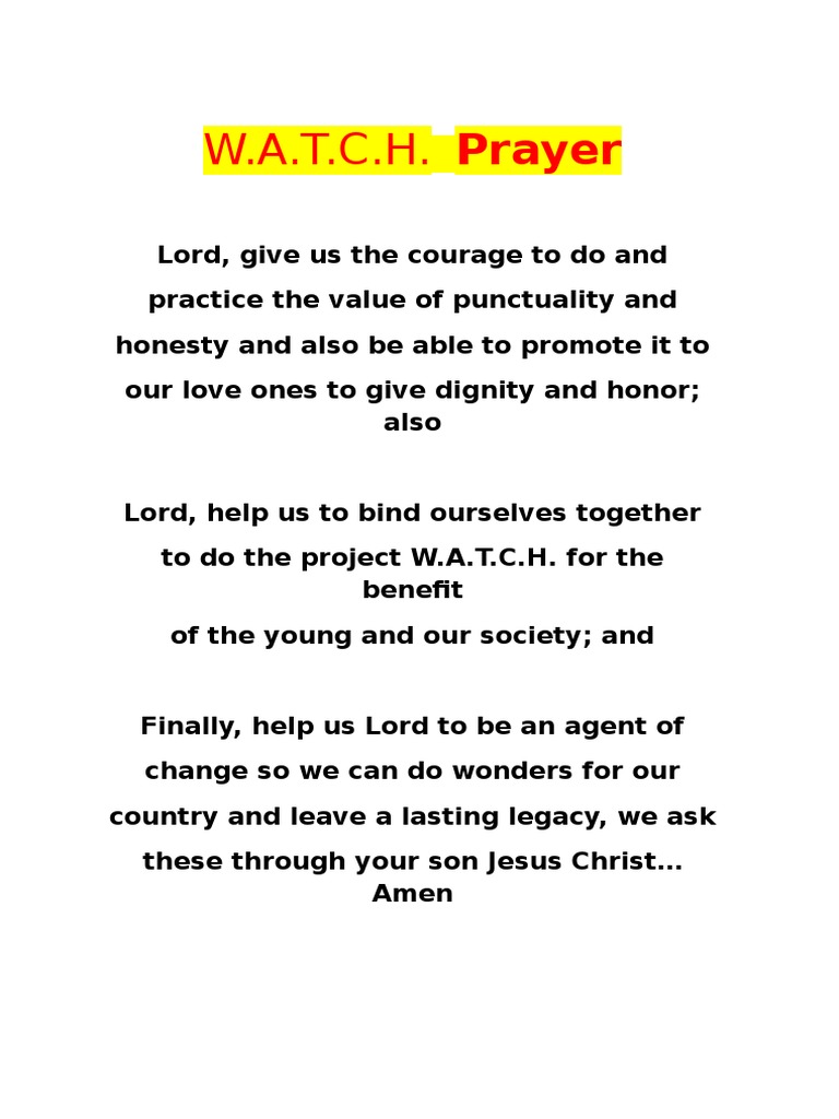 Watch Prayer | PDF | Christian Behaviour And Experience | Religious Rituals